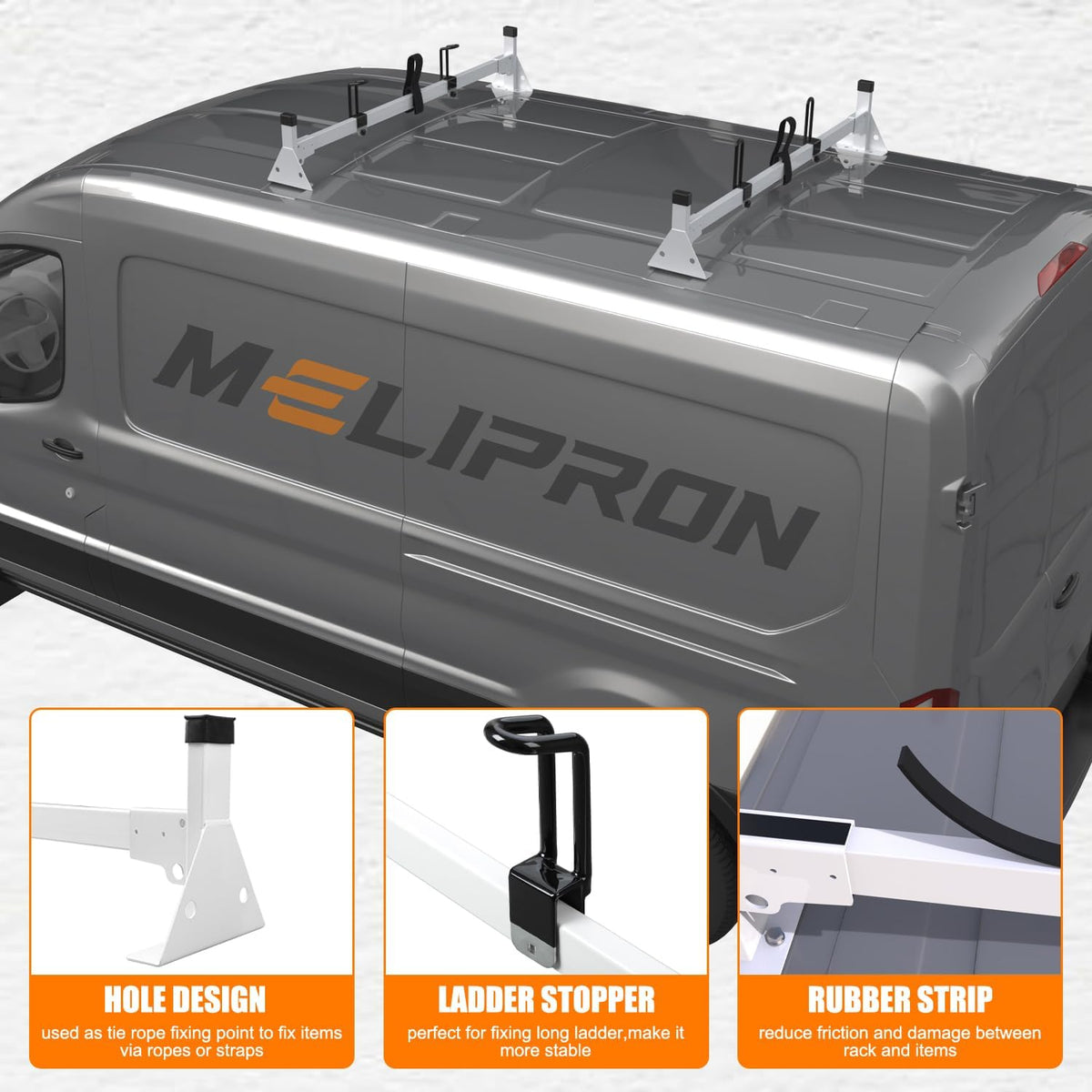 MELIPRON Van Roof Ladder Rack Fit for RAM ProMaster City 2015-On White ...