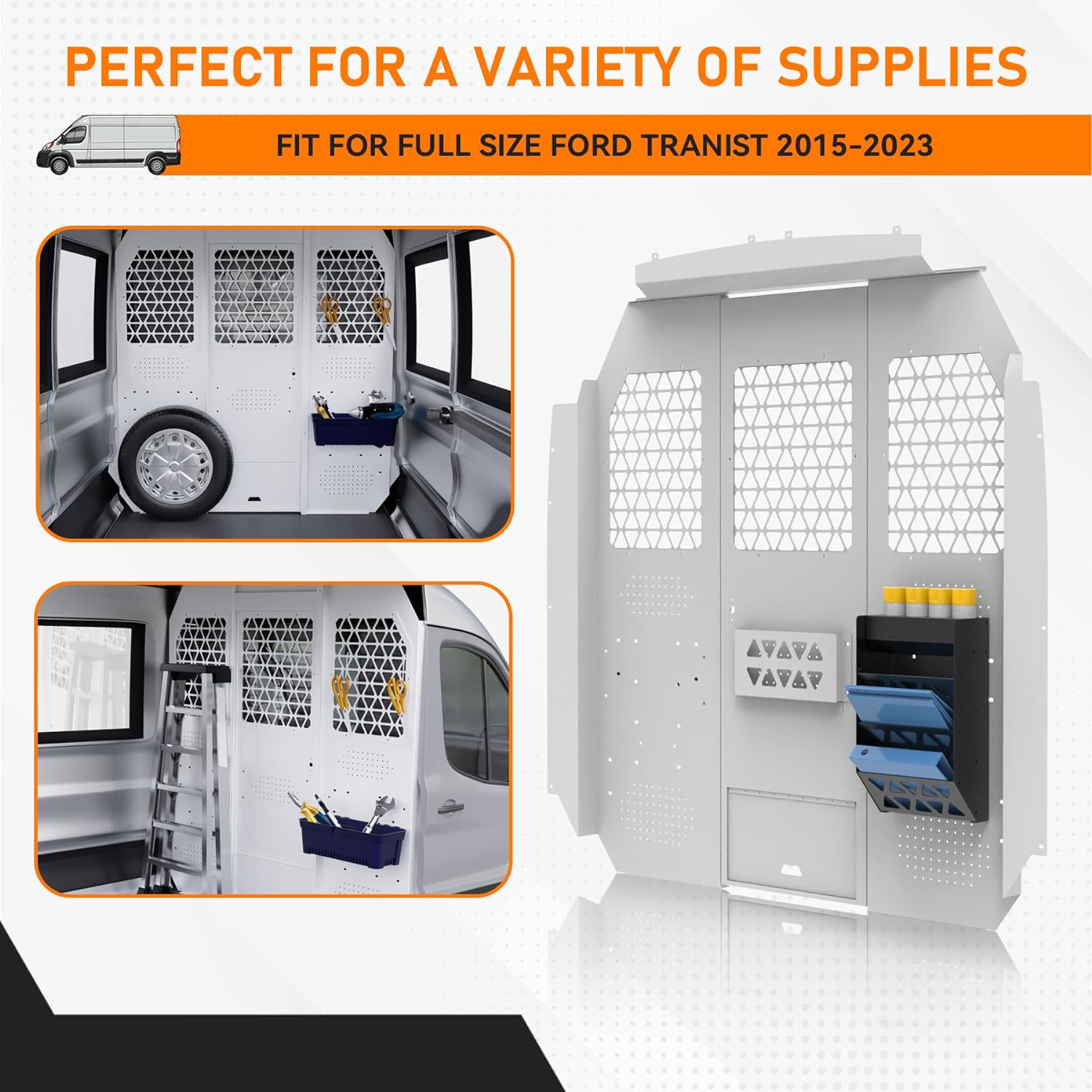 MELIPRON Van Safety Partition Bulkhead Fit For Ford Transit Mid-Roof