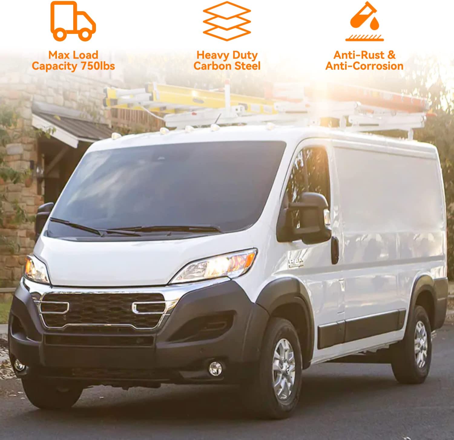 MELIPRON Van Roof Ladder Rack Fit for RAM ProMaster City 2015-On White ...