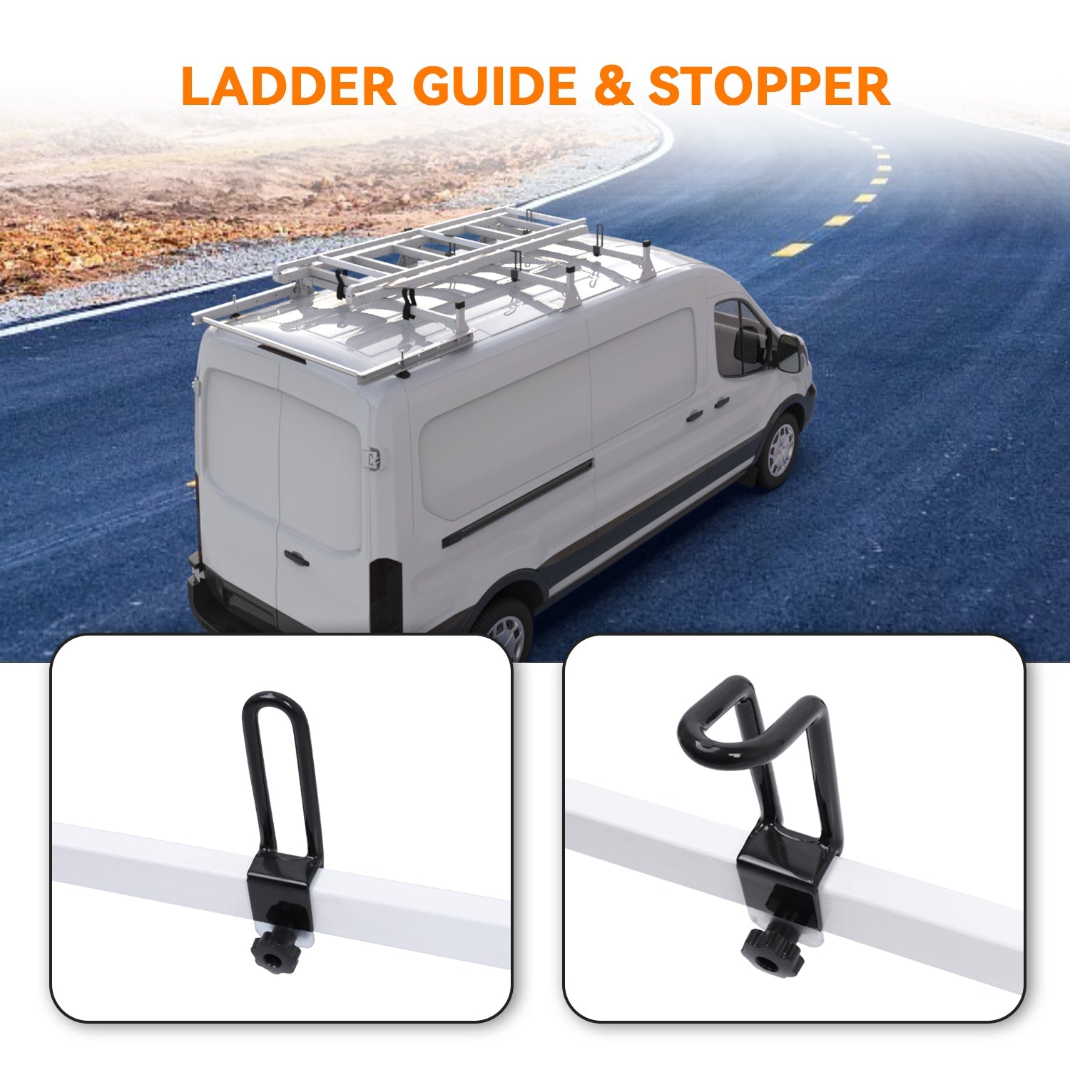 54" Ladder Roof Rack Fit for Ford Transit 150 250 350 Cargo Van 3 ...